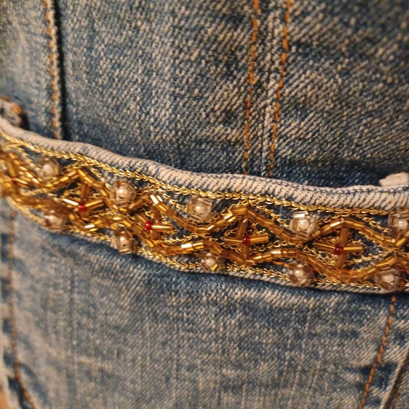atelier | Jackets & Coats | Atelier Beaded Denim Jacket | Poshmark